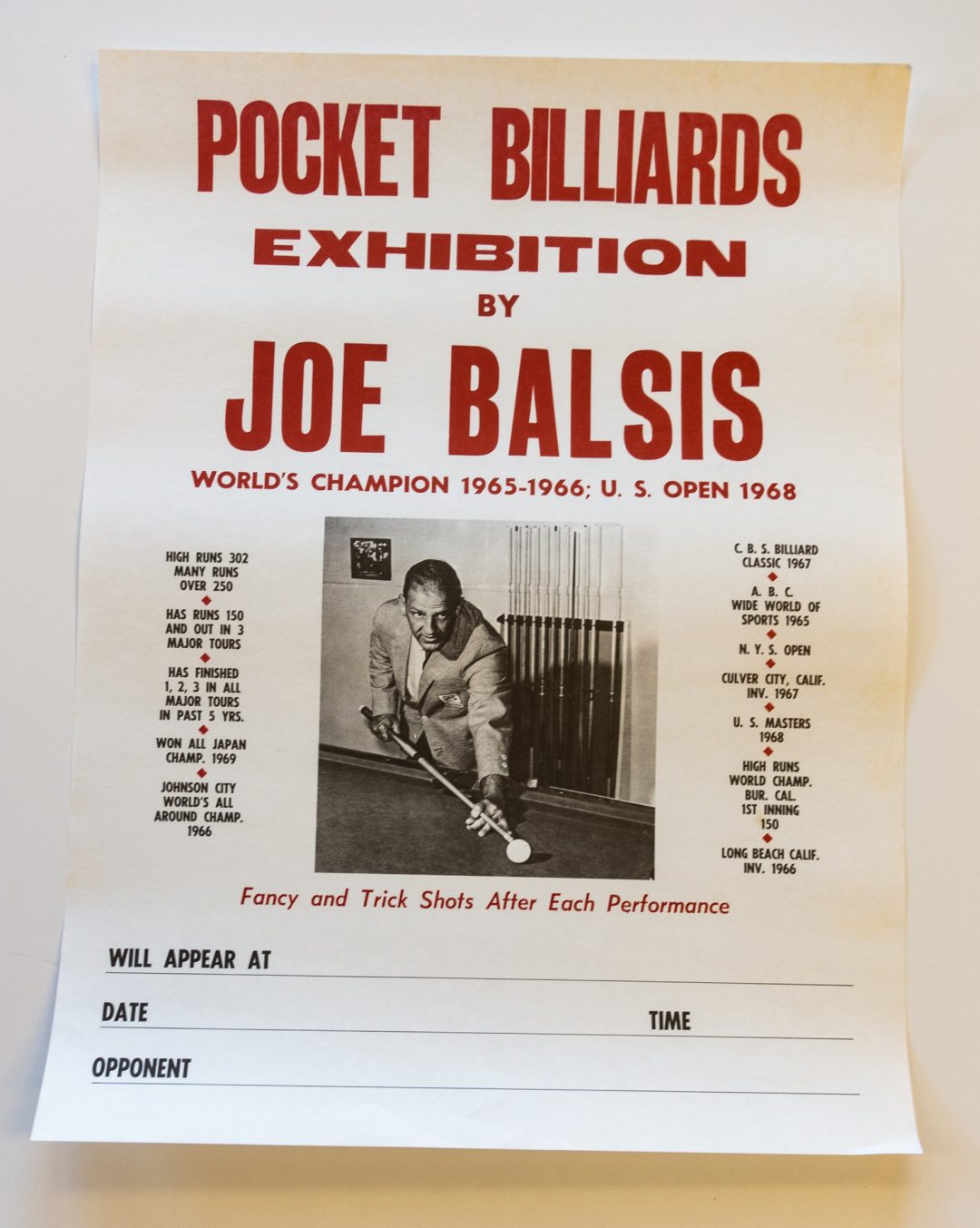 Lou "Machine Gun" Butera Pool Player Vintage Billiards Poster